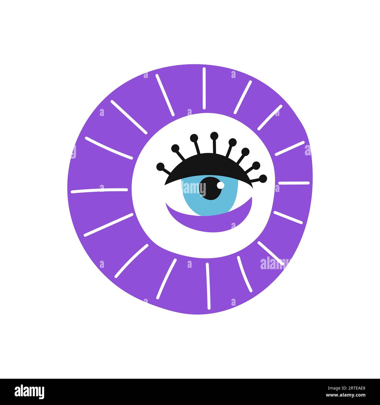 Magic eye with lashes cartoon illuminati symbolic, boho style amulet ...