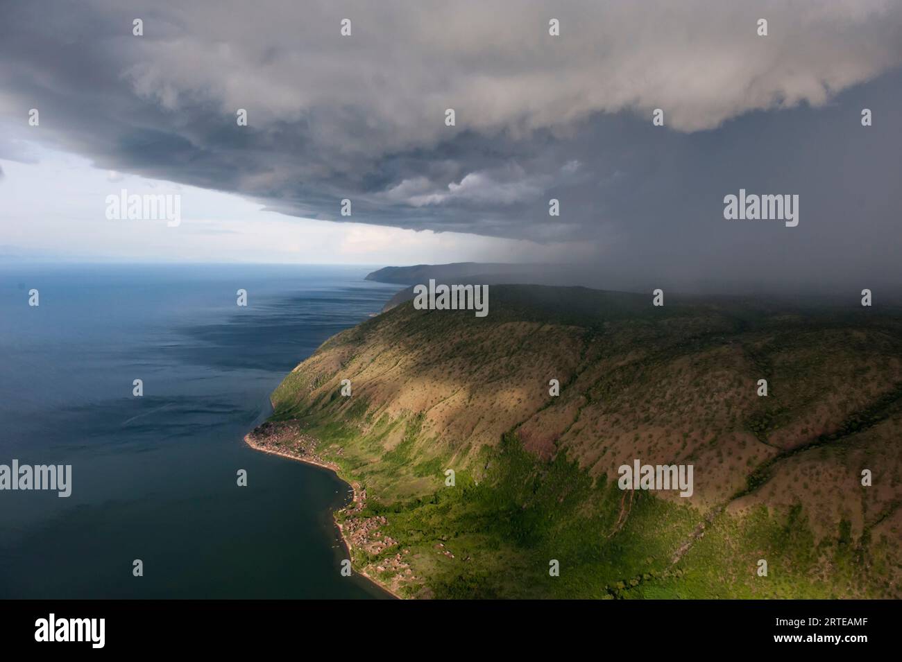 Thunderstorm moves over the eastern shore of Lake Albert in Uganda ...