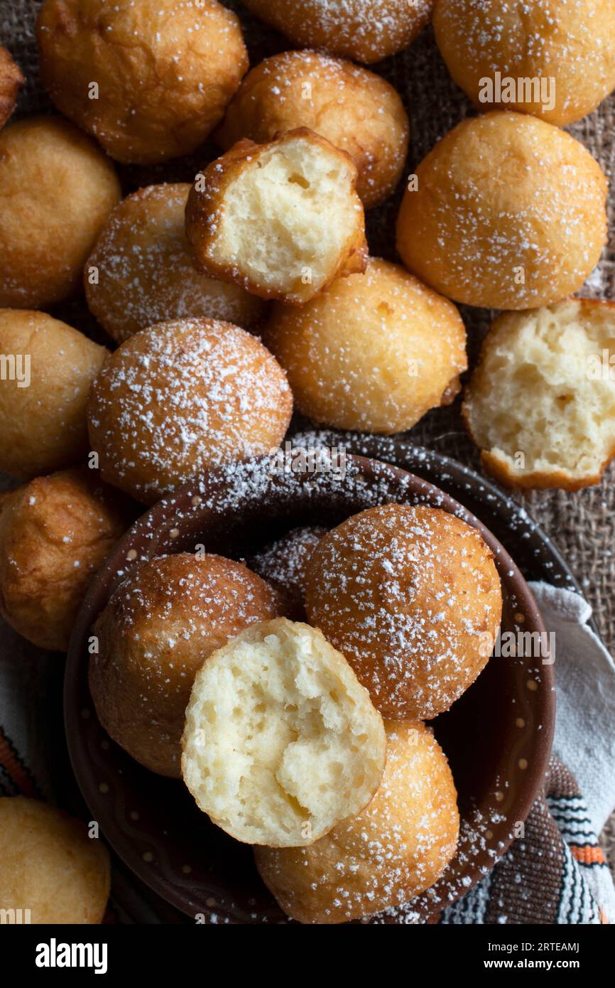Deep-fried mini donuts with cottage cheese Stock Photo - Alamy
