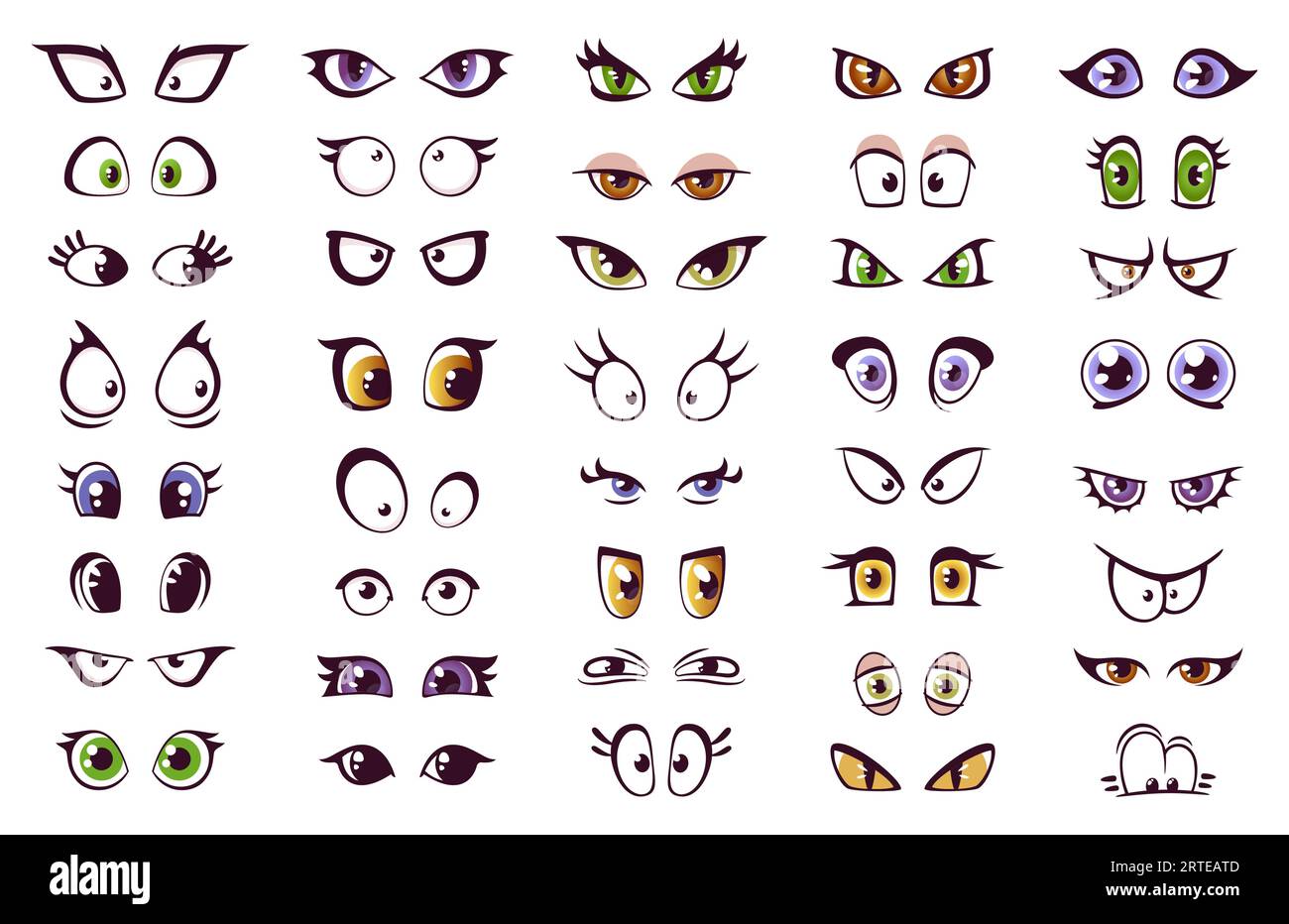Cartoon eyes isolated vector set. Comic style looks expressing ...