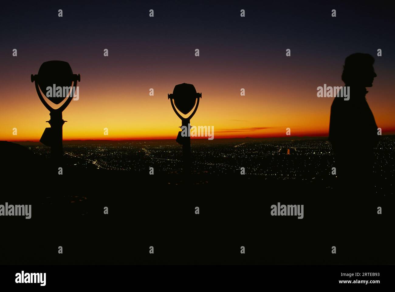 Lights of El Paso at sunrise, as viewed from a scenic overlook Stock ...