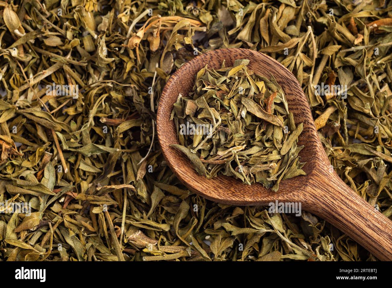 Dried rue leaves in the spoon - Ruta graveolens Stock Photo - Alamy