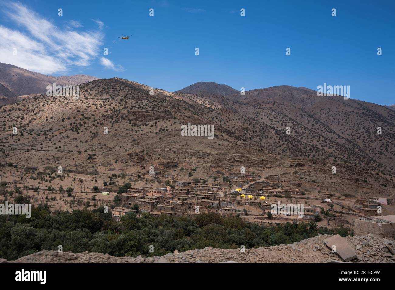February 5, 2024, Talat N'Yaaqoub, Morocco: A helicopter is seen flying ...