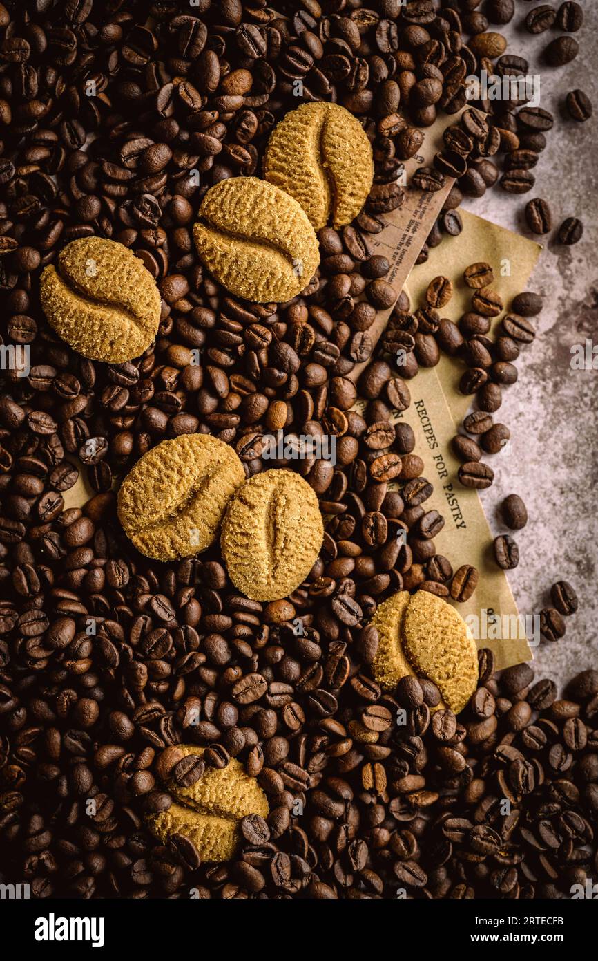 Coffee beans and coffee biscuits Stock Photo - Alamy