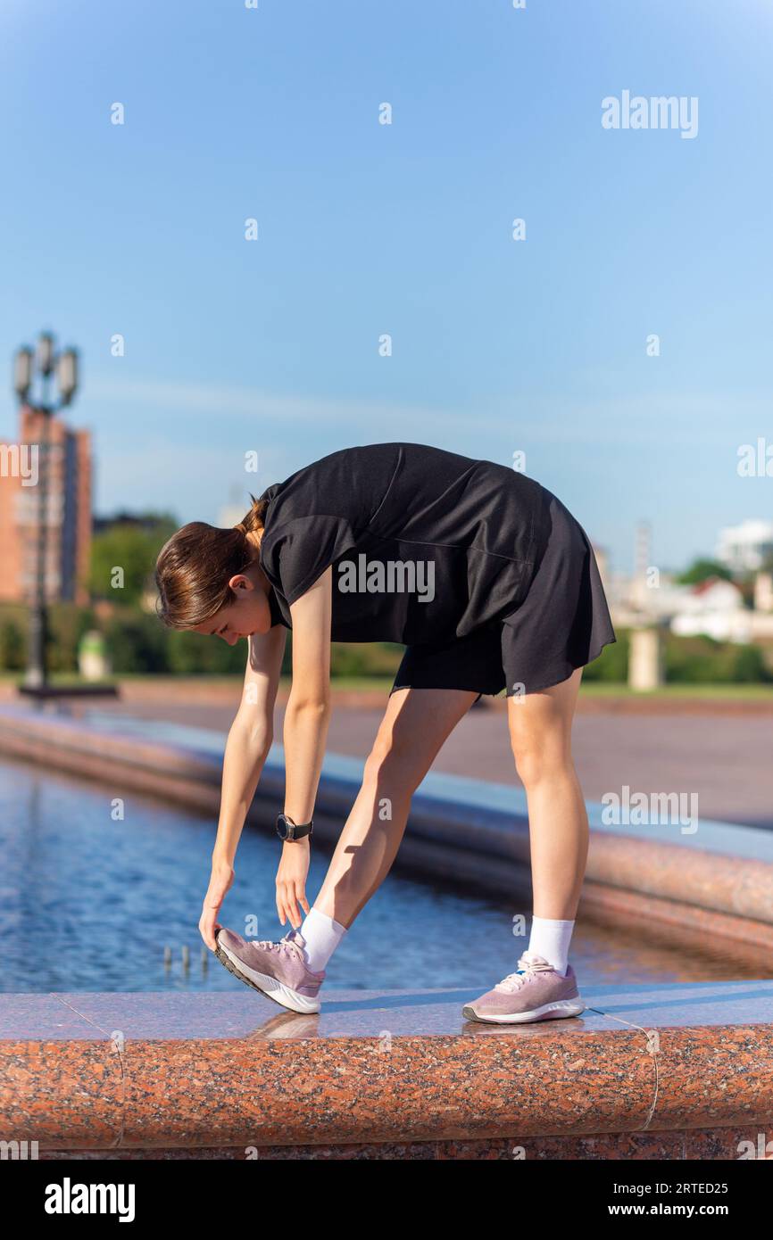 Girl running water fountain hi-res stock photography and images - Alamy