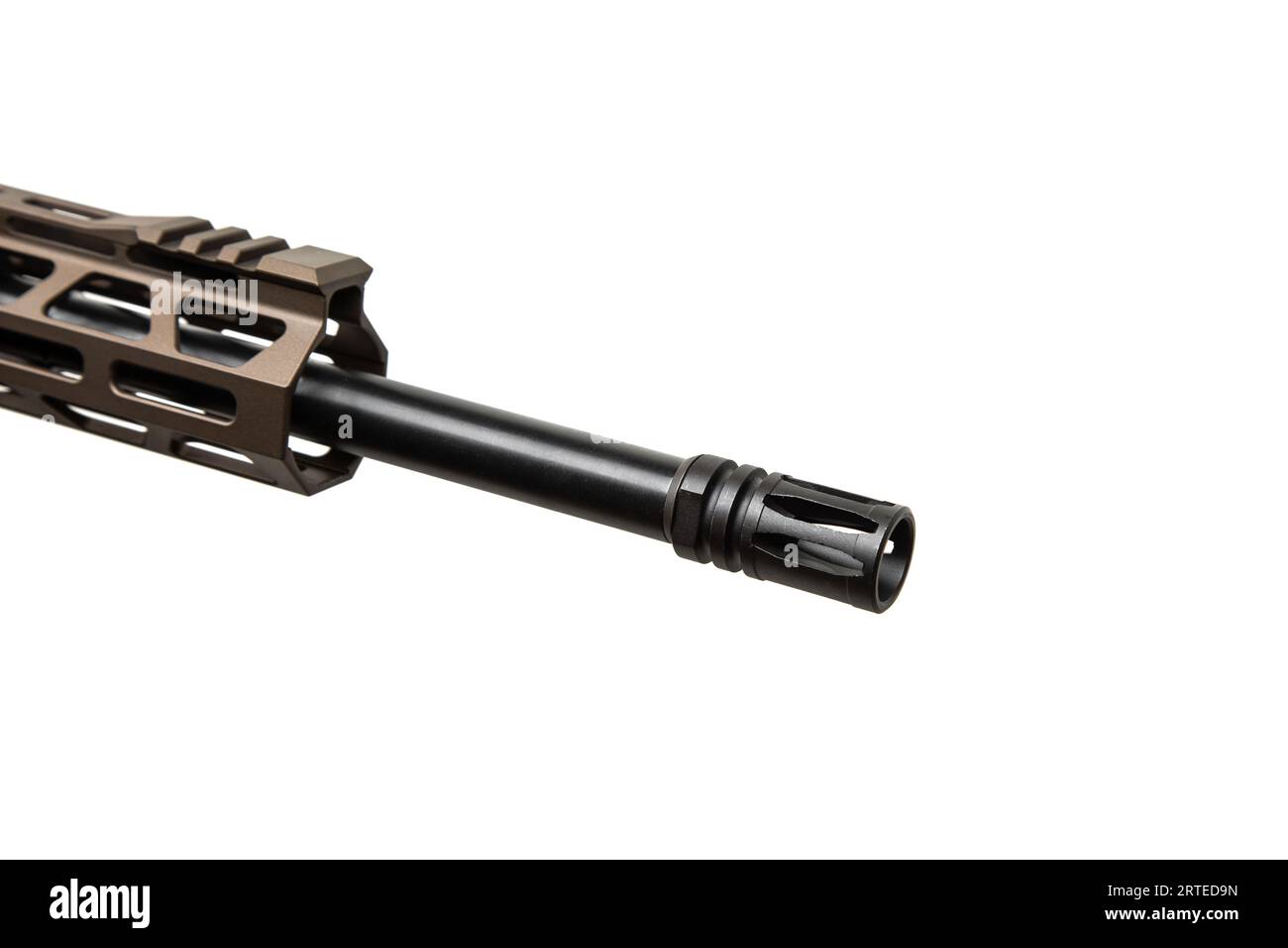 Modern automatic rifle in bronze color. Weapons for police, special ...