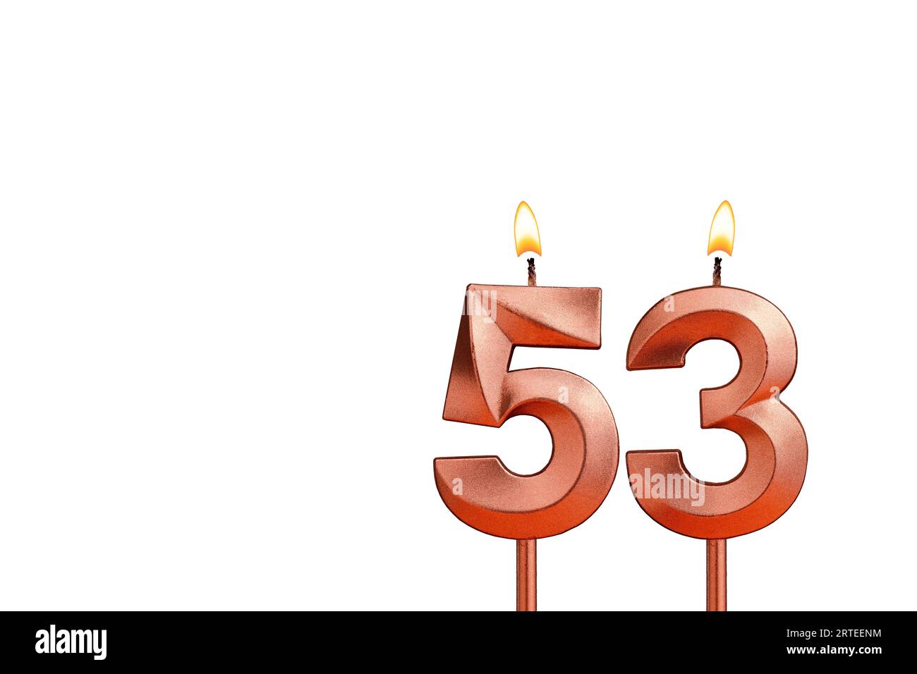 Birthday candle number 53 on white background Stock Photo - Alamy