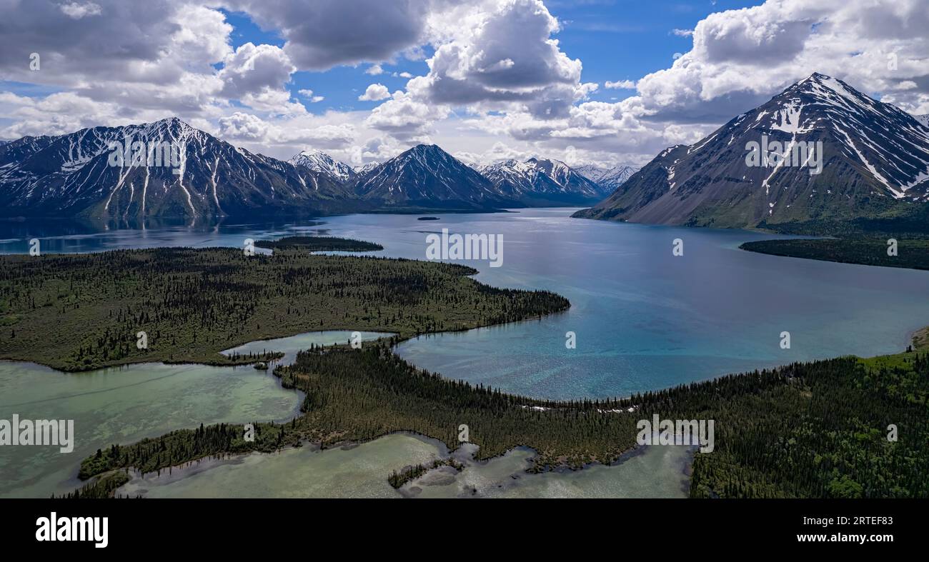 Spectacular aerial view of Kathleen Lake and the surrounding mountains ...