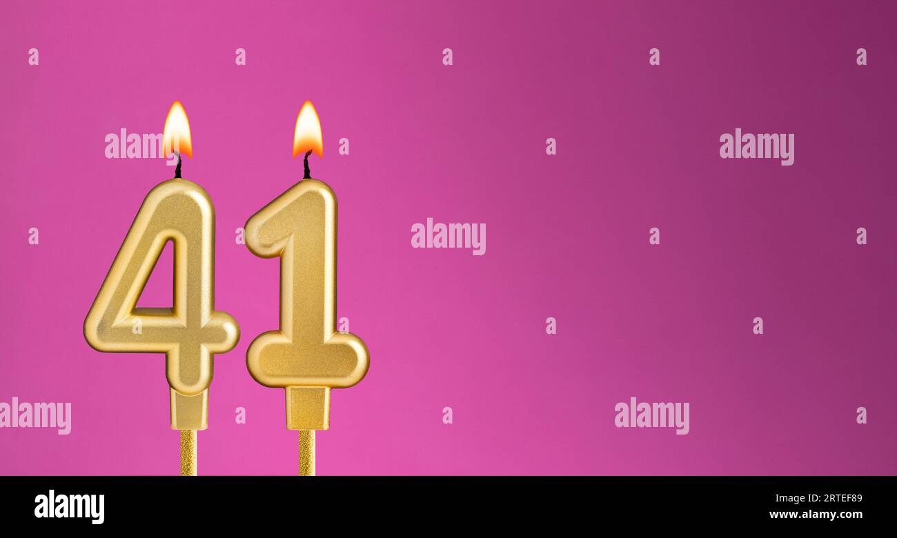 Candle number 41 in purple background - birthday card Stock Photo - Alamy