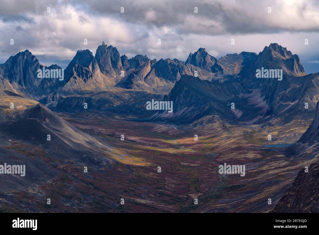 Aerial views of the Tombstone Range along the Dempster Highway in the ...