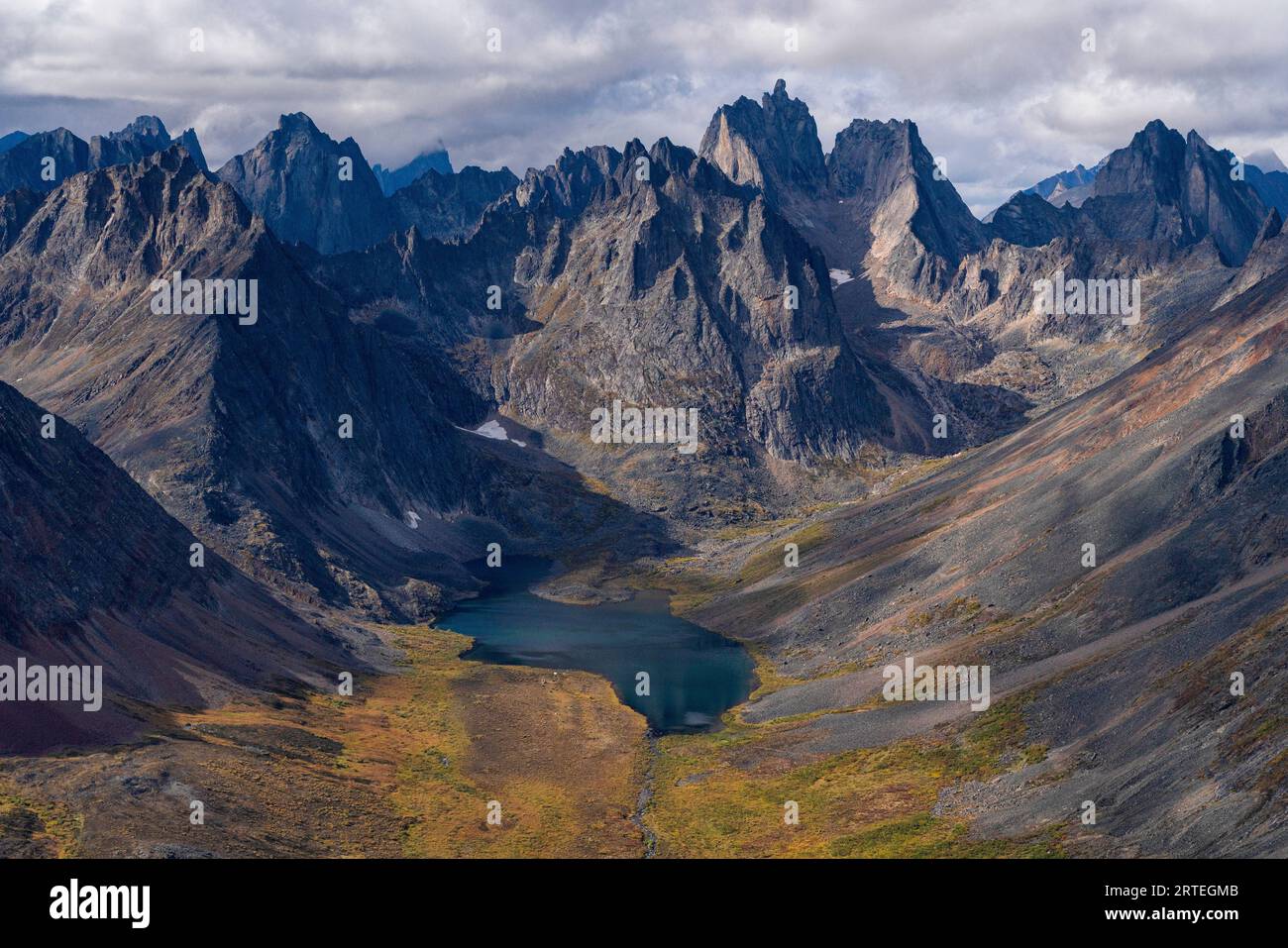 Aerial views of the Tombstone Range and Grizzly Lake along the Dempster ...