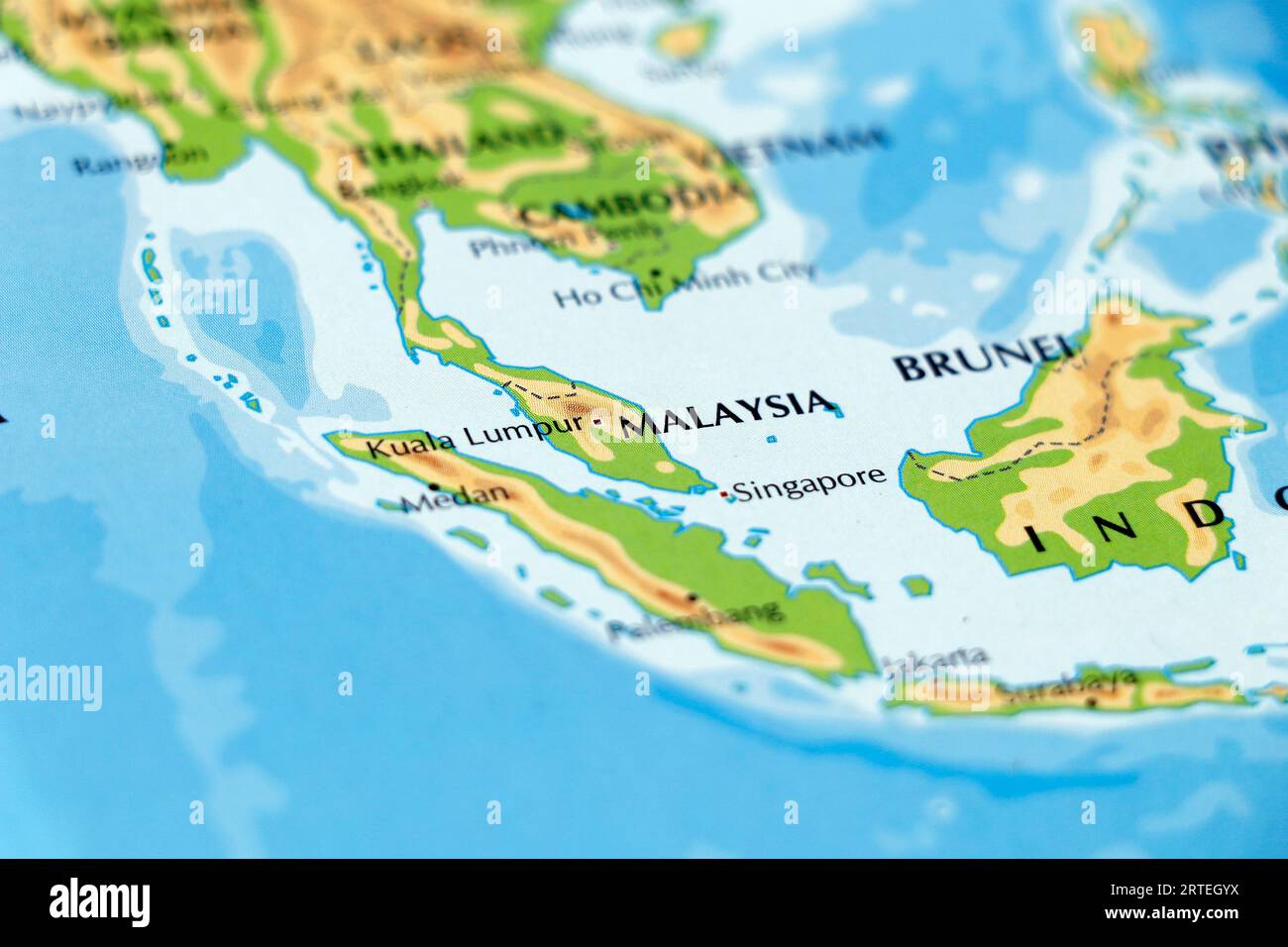 world map or atlas of asia continent and indonesia, malaysia, singapore ...