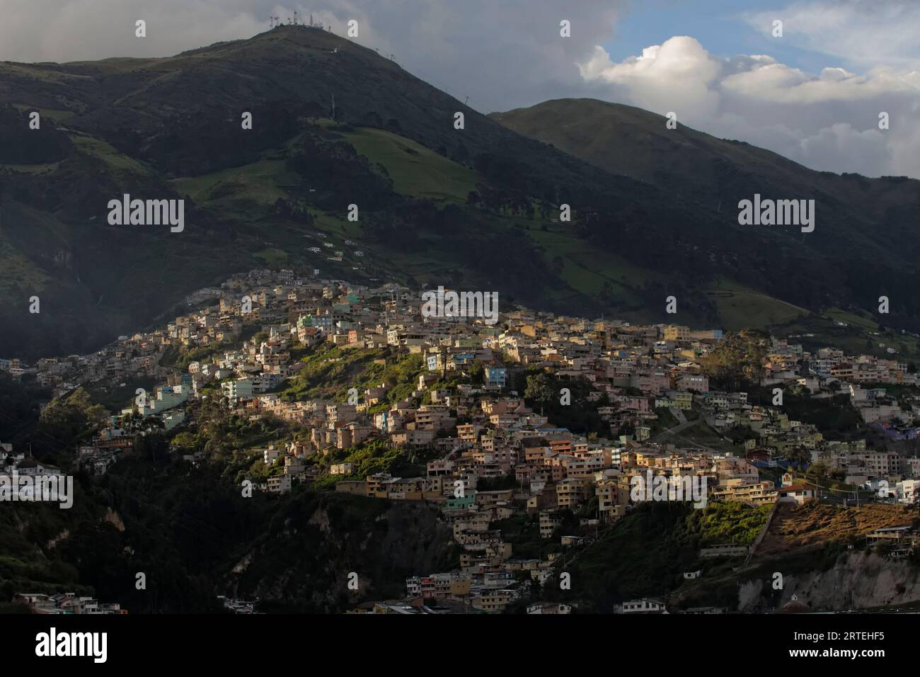 Neighborhoods on the hills surrounding the city of Quito; Quito ...