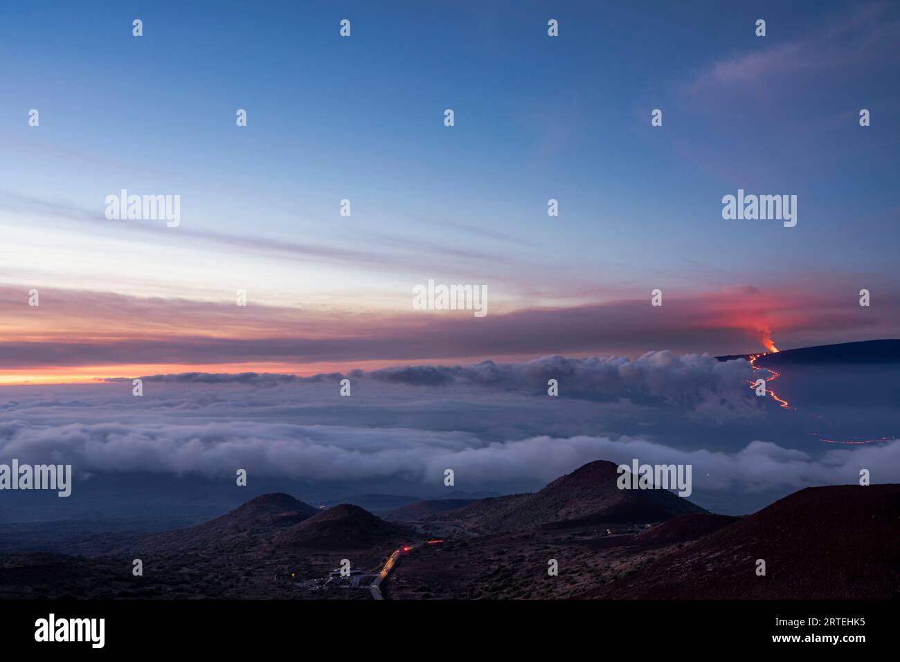 Spectacular view from above the clouds of the 2022 eruption and lava ...