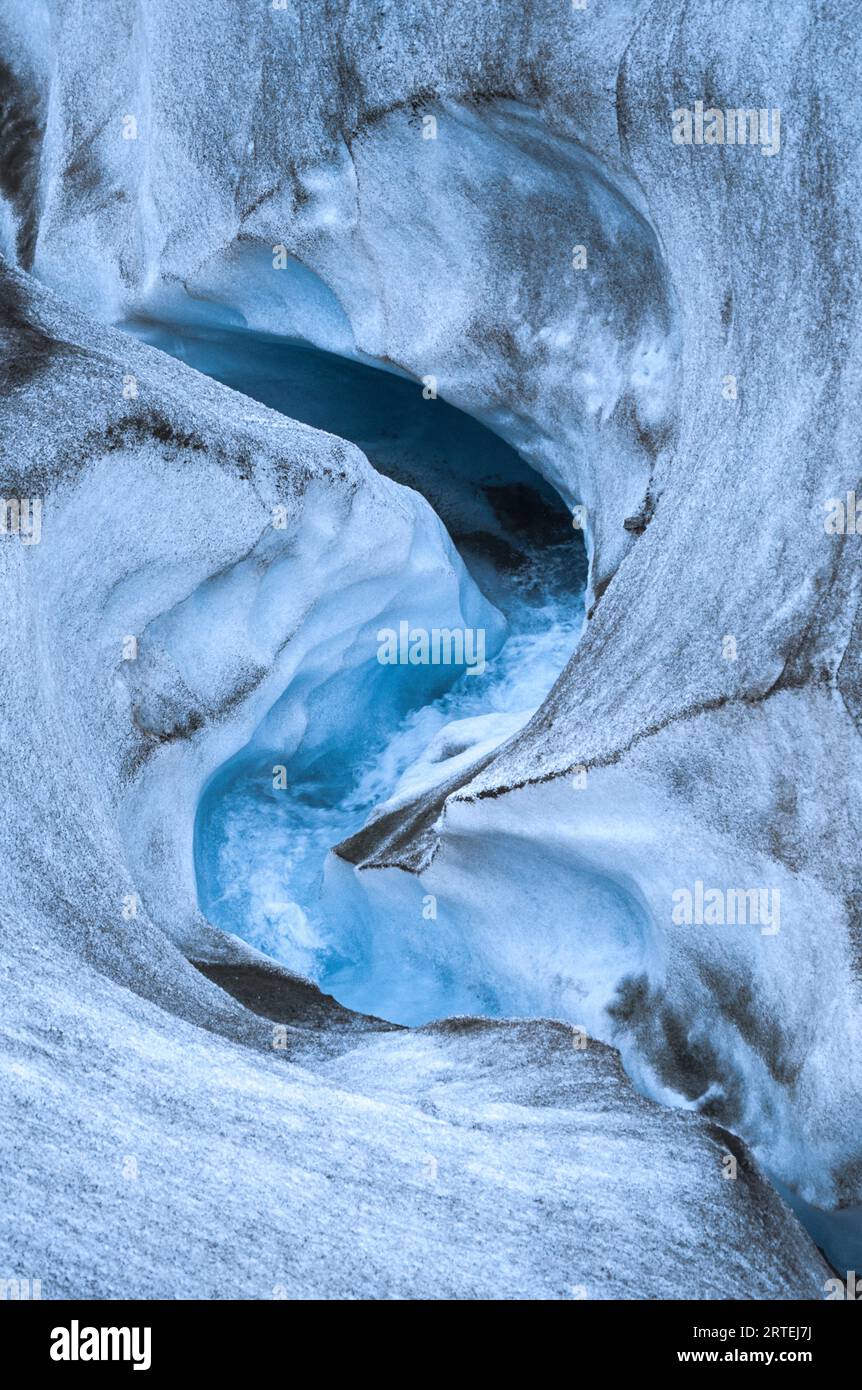 Water flowing inside Root Glacier at Wrangell–St. Elias National Park ...