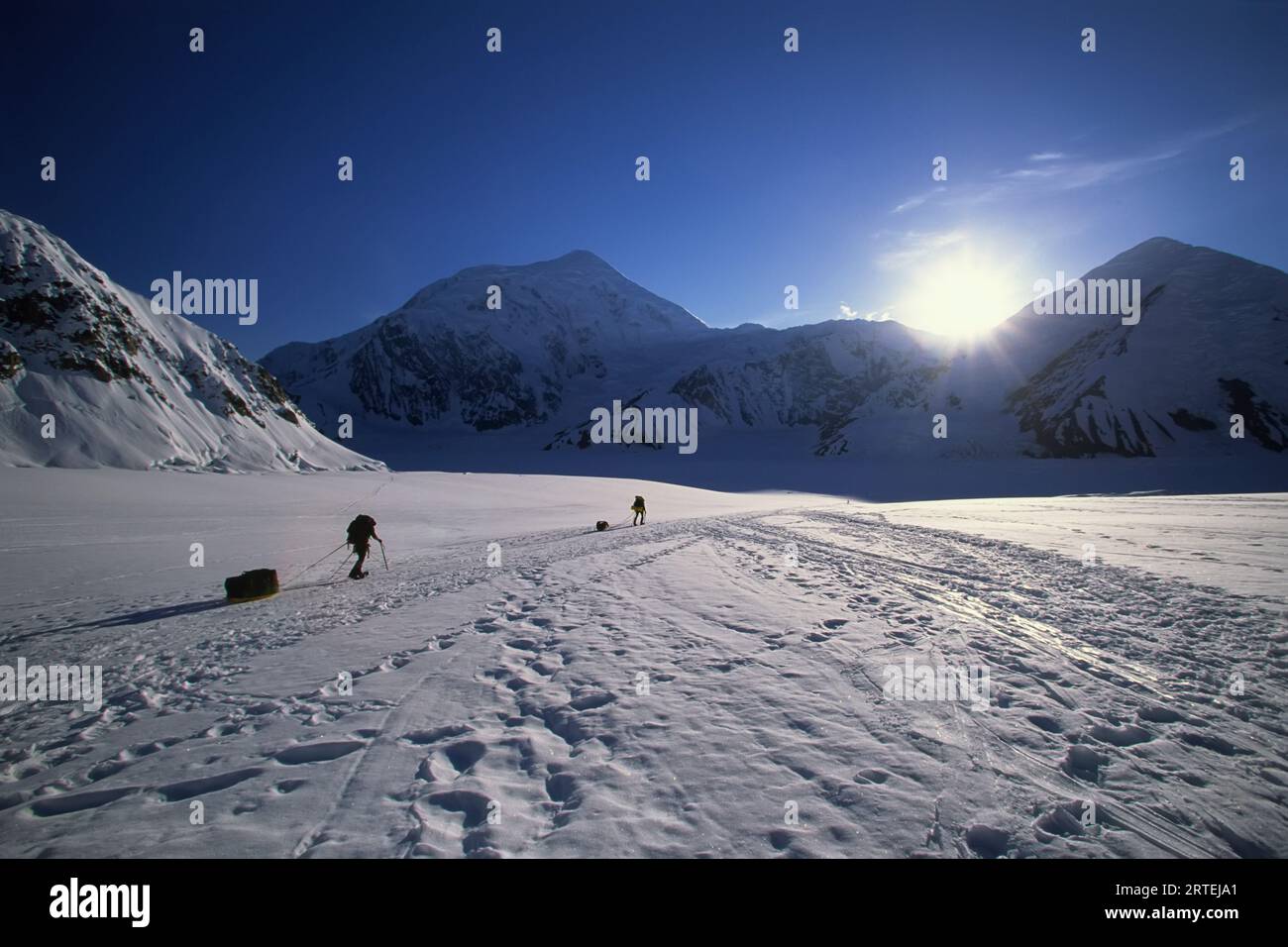 Climbers head out of base camp for Mount Denali, Denali National Park ...