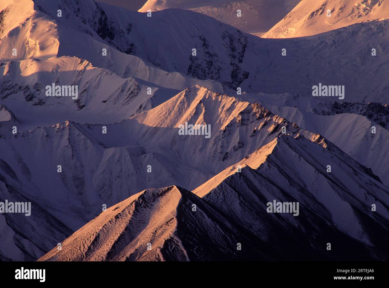 Snow-covered peaks and ridges of Mount Denali in Denali National Park ...