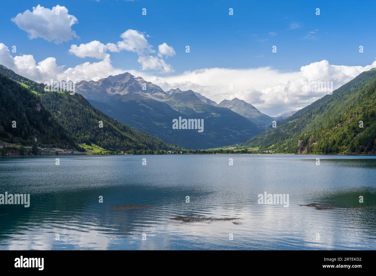 Swiss alpine lake in the mountains, Poschiavo (Miralago), Switzerland ...