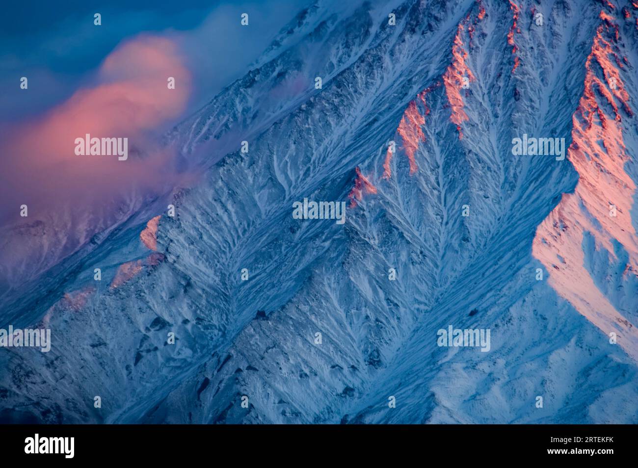Snow-covered Kronotsky volcano, Russia; Kronotsky Zapovednik, Kamchatka ...
