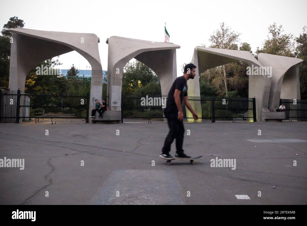Tehran, Iran. 12th Sep, 2023. An Iranian man rides a skateboard in ...