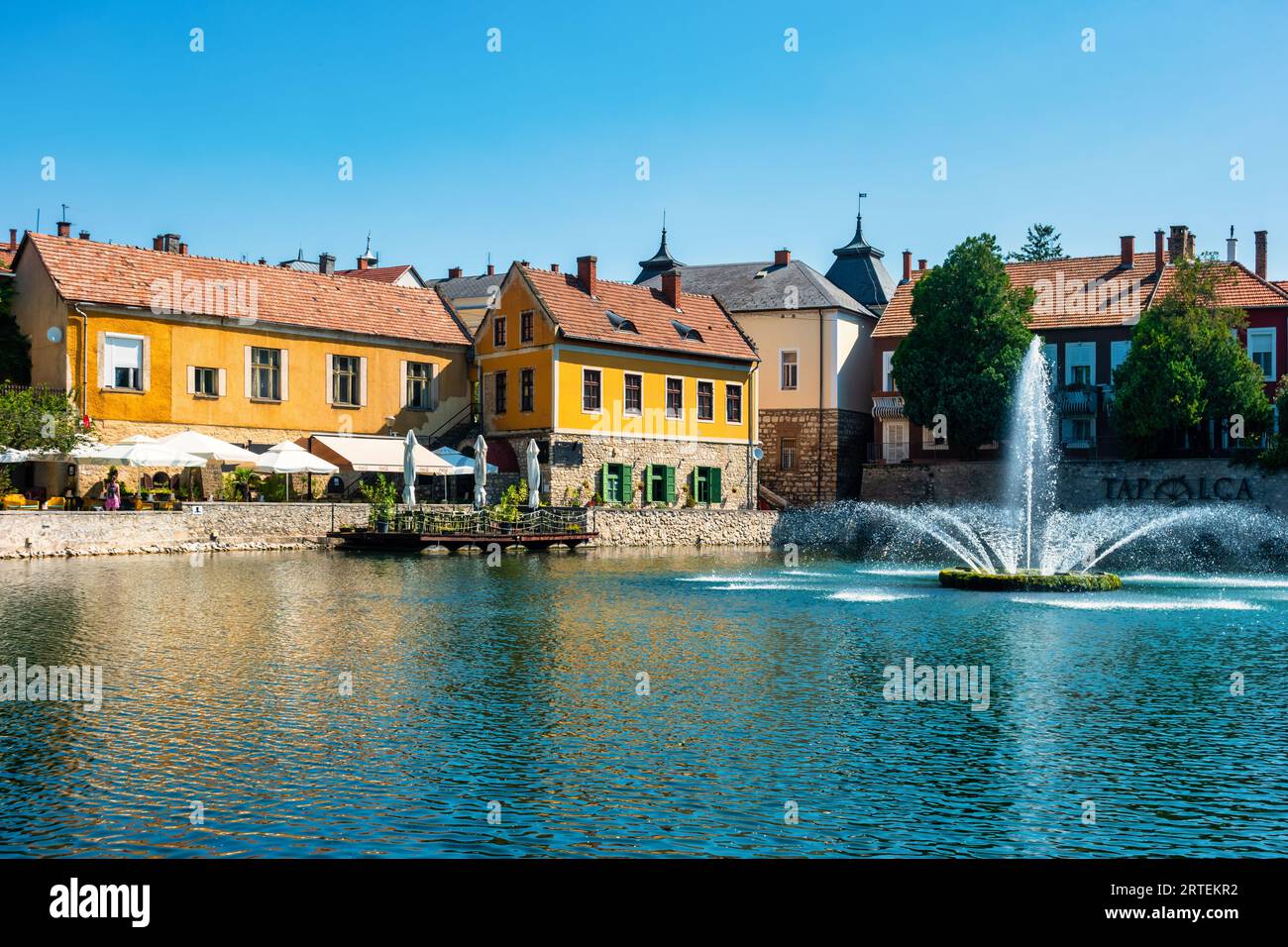 Malom-tó (Mill Pond) in downtown Tapolca, in the Balaton Uplands ...