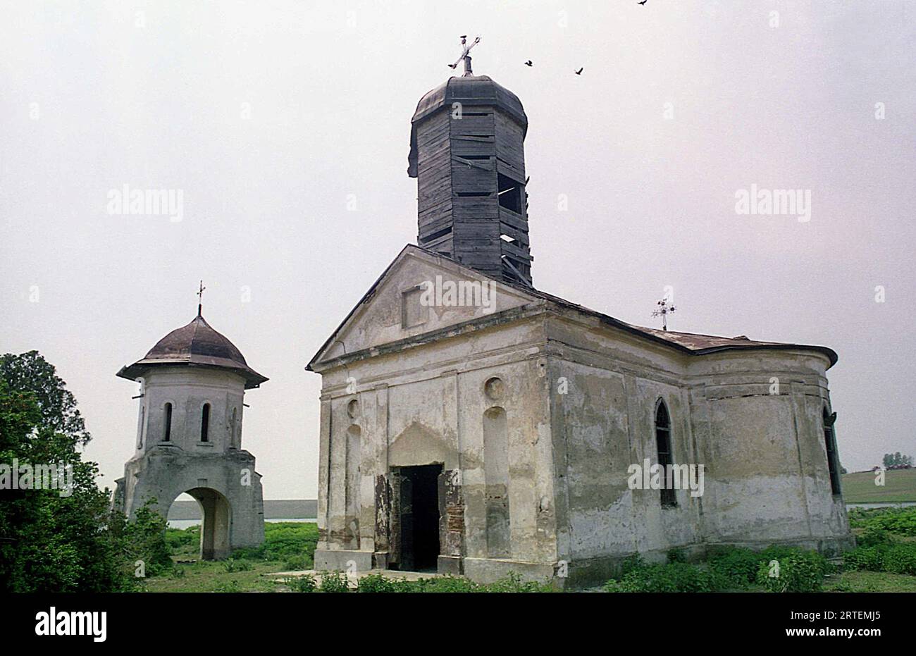 Măgureni, Calarasi County, Romania, 1990. Abandoned old church in a ...