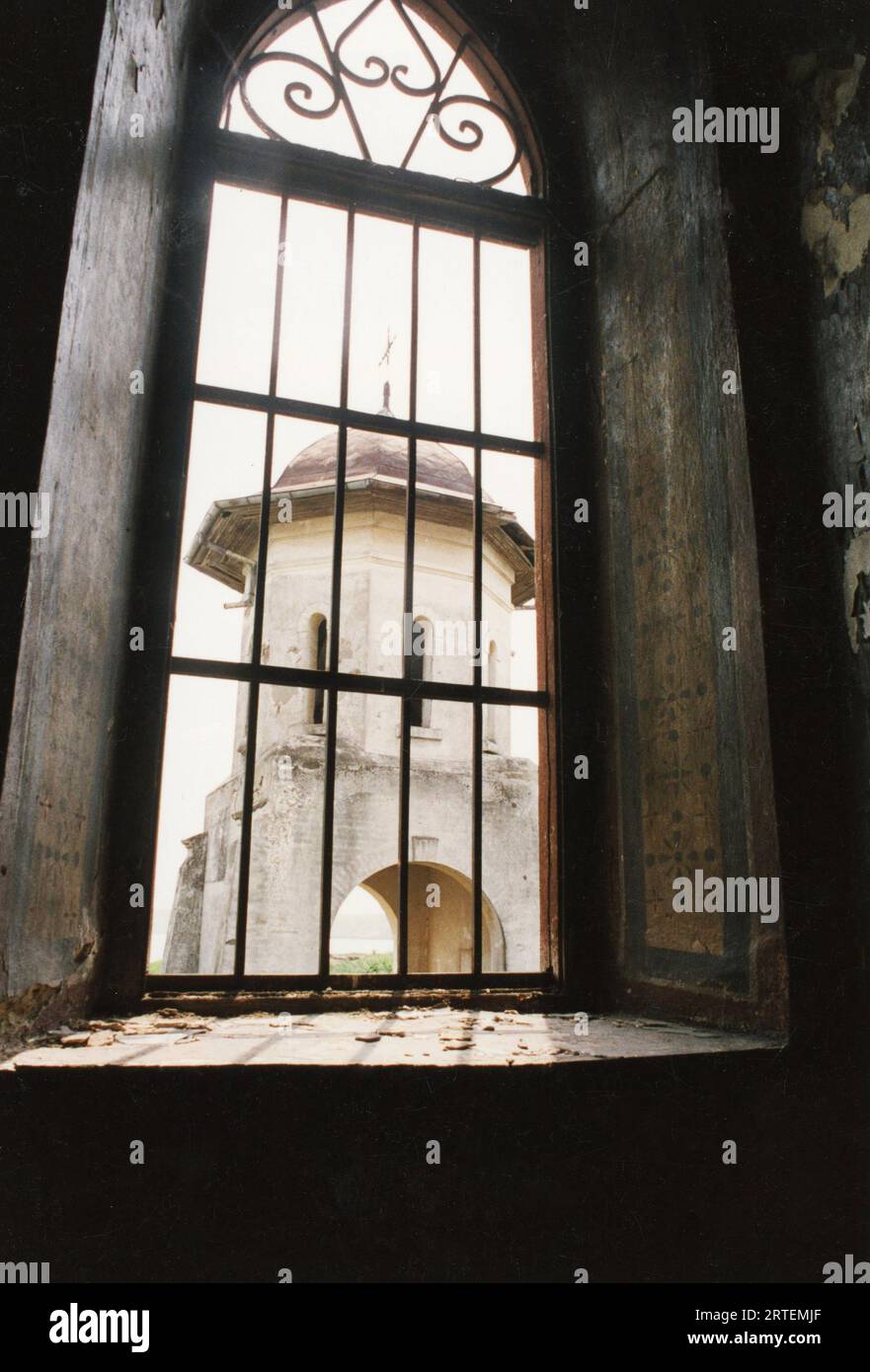 Măgureni, Calarasi County, Romania, 1990. Abandoned old church in a ...