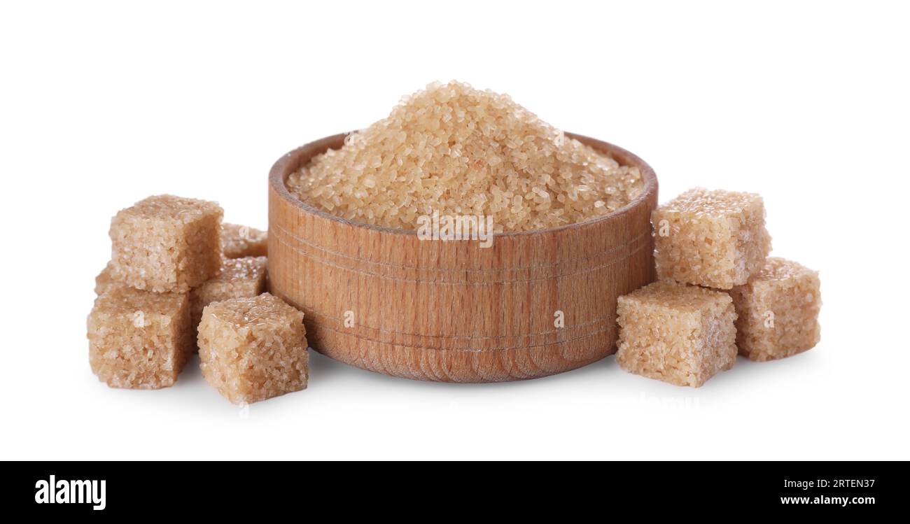 Different types of brown sugar isolated on white Stock Photo - Alamy