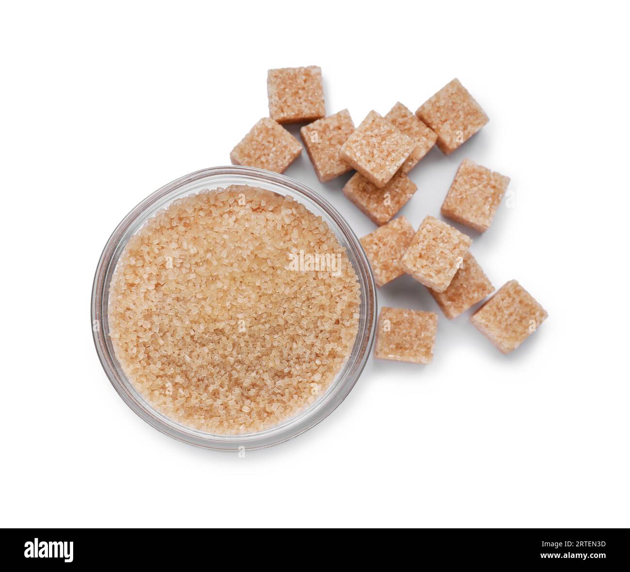 Different types of brown sugar isolated on white, top view Stock Photo ...