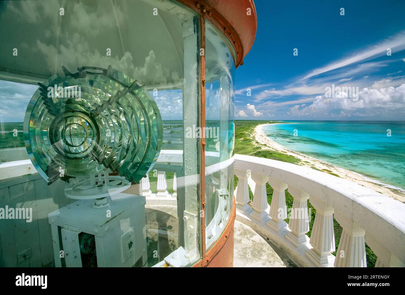 Lens in the lighthouse tower at south end of Cozumel; Parque Punta Sur ...