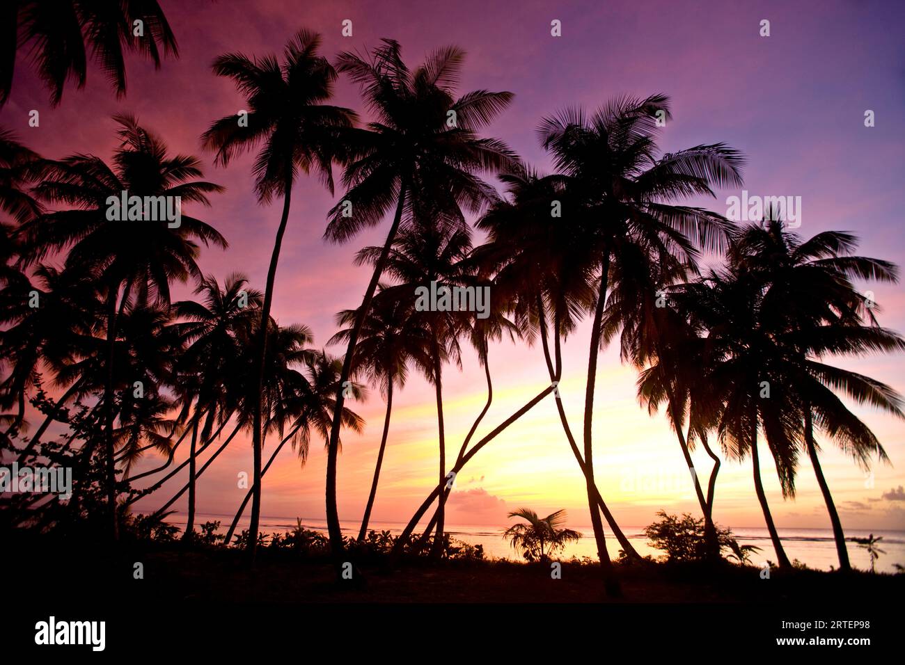 Pigeon Point Heritage Park at sunset on the island of Tobago; Tobago ...