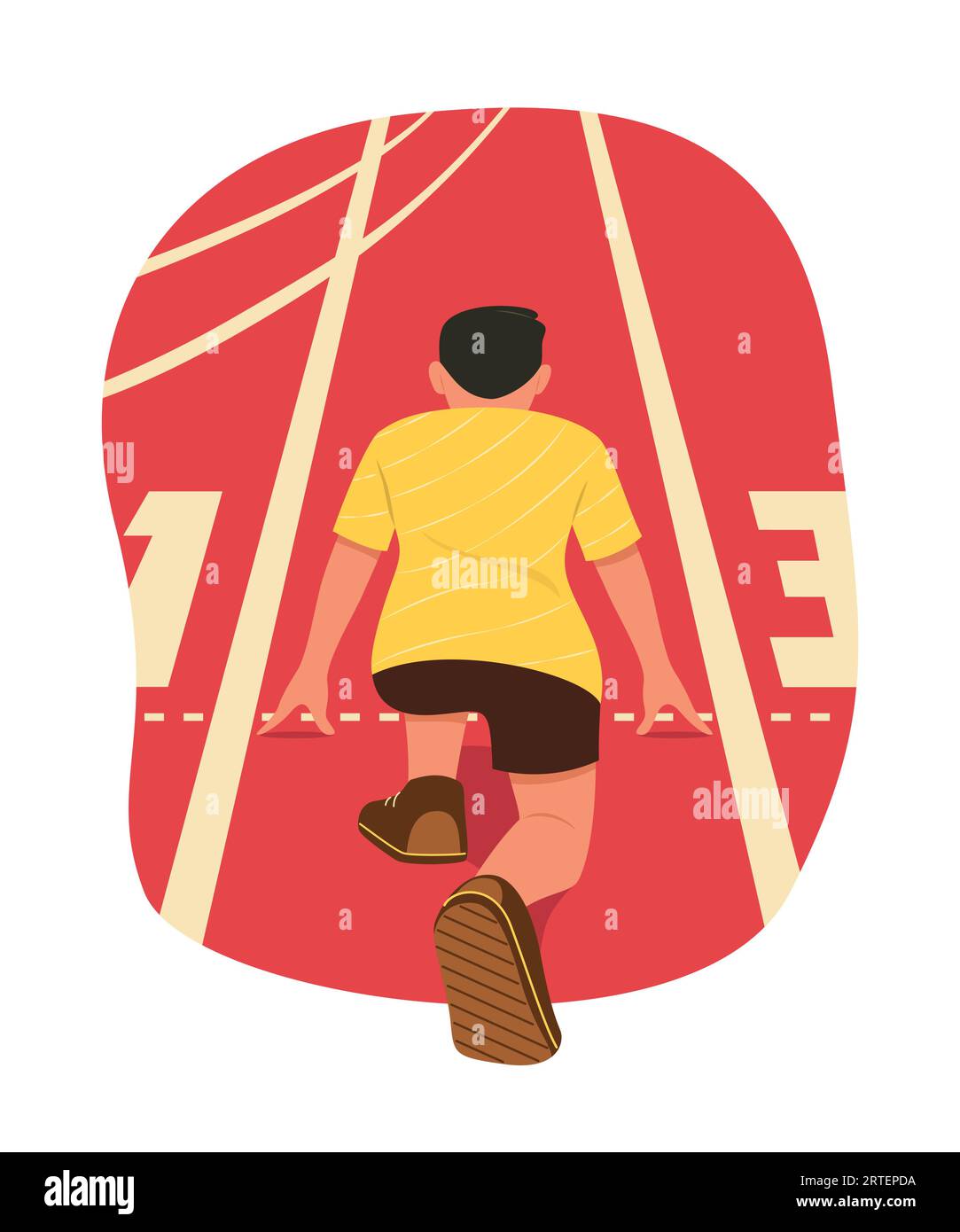 Athlete Man in Starting Position of Running Track Concept Illustration ...