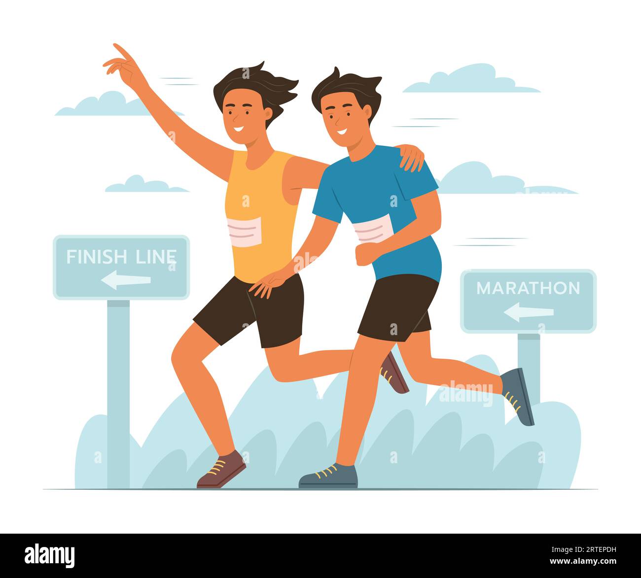 Runner Men Join Marathon Running Together for Sport Concept ...