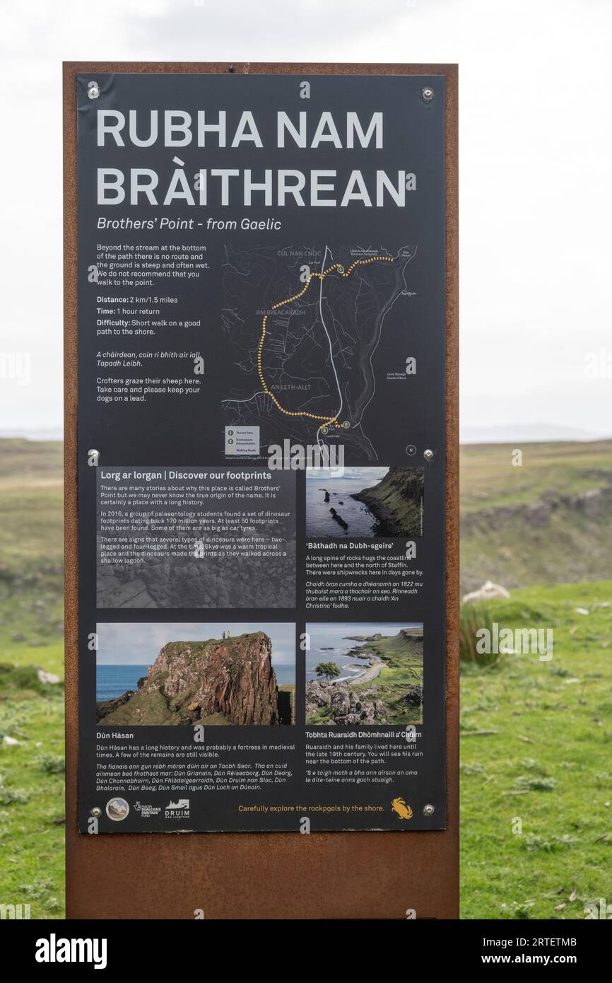 sign for the path to the Brothers' Point on the Isle of Skye Stock ...