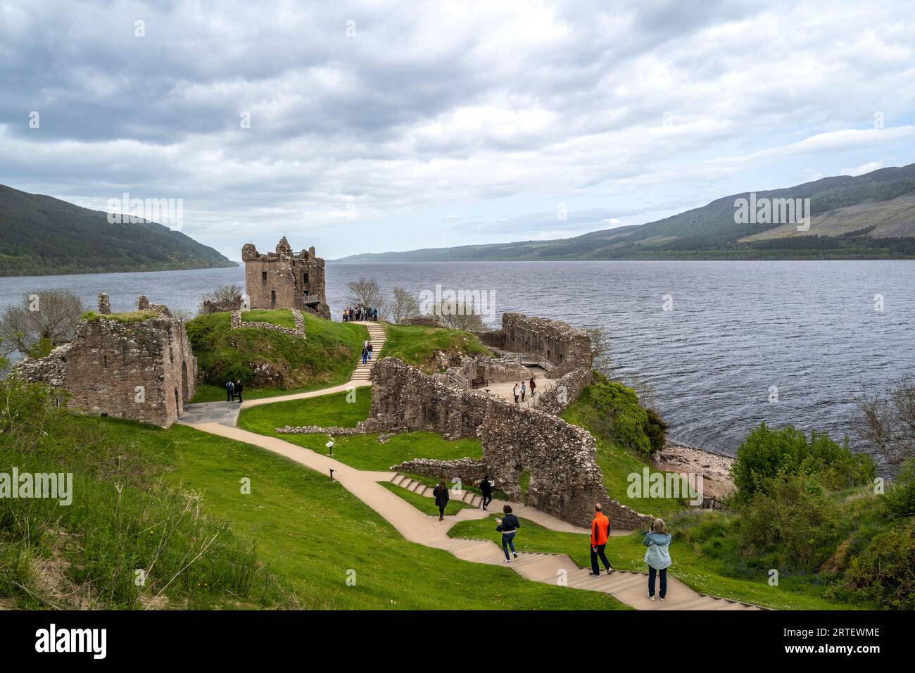 visitor walkway and grounds at the Urquhart Castle Stock Photo - Alamy