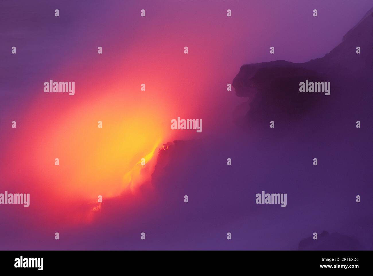 Hawaii, Big Island, Lava Meets The Ocean, Steam, Rock Stock Photo - Alamy