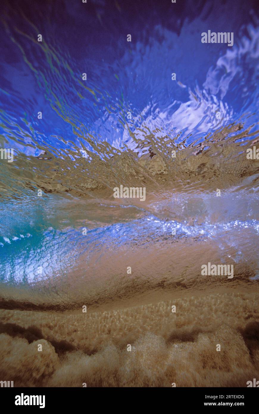 Hawaii, Abstract Underwater View Of Breaking Wave Stock Photo - Alamy