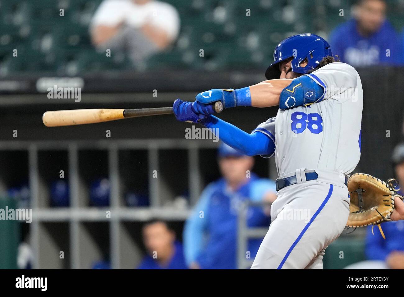 Kansas City Royals' Logan Porter swings through a two-run single in his ...