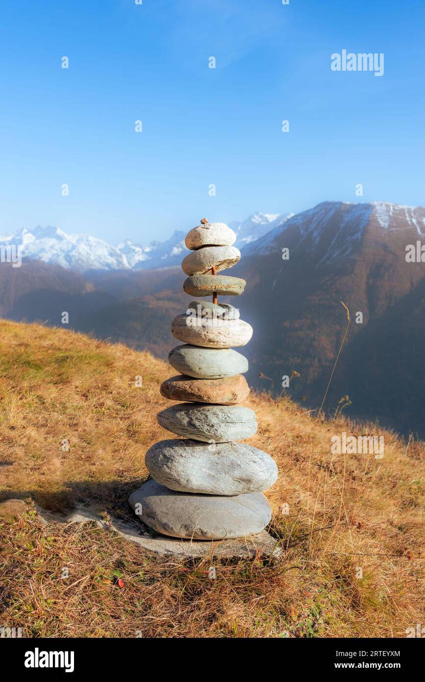 Pile of stones on a mountain top hi-res stock photography and images ...