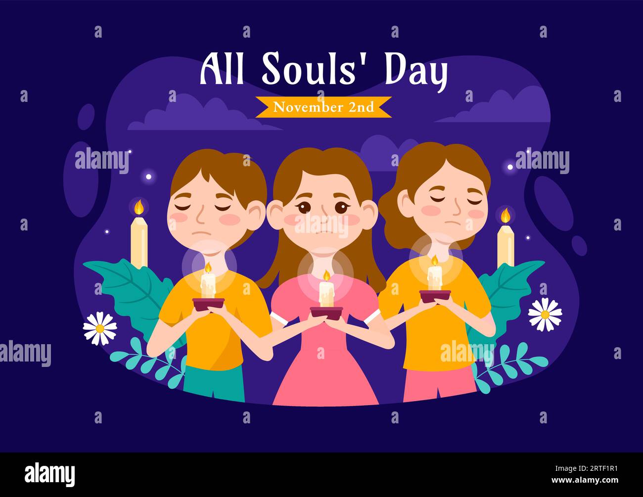 All Souls Day Vector Illustration to Commemorate All Deceased Believers ...