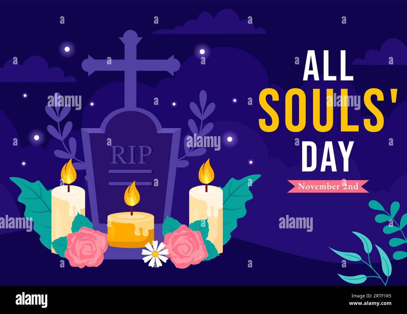 All Souls Day Vector Illustration To Commemorate All Deceased Believers In The Christian