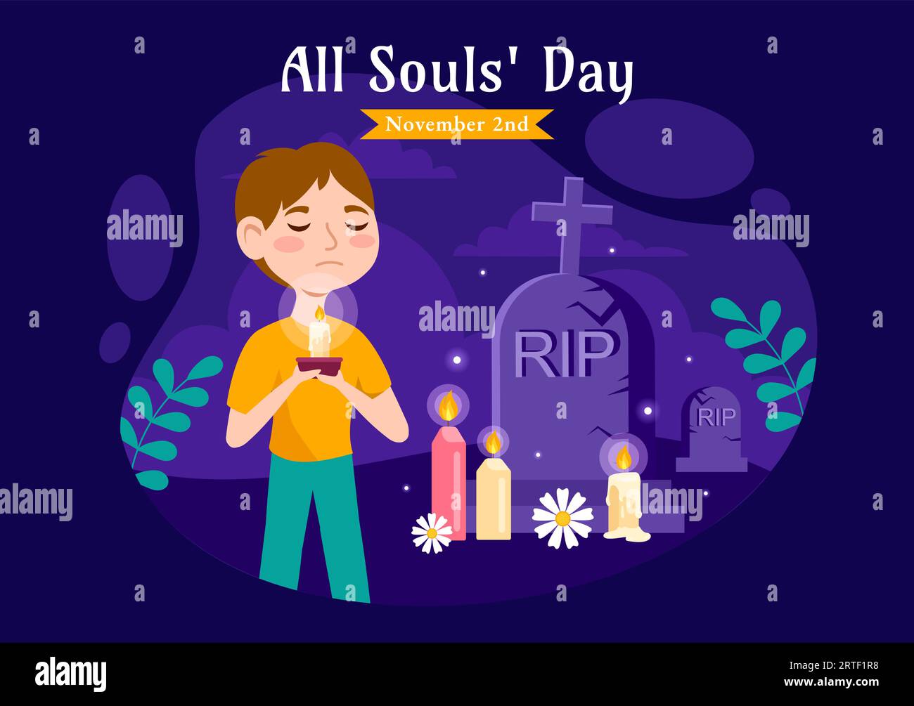 All Souls Day Vector Illustration to Commemorate All Deceased Believers ...