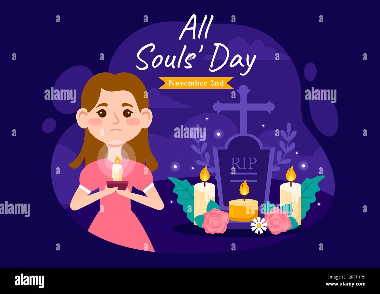 All Souls Day Vector Illustration to Commemorate All Deceased Believers ...