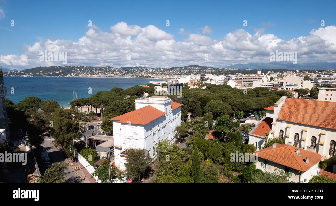 France, Antibes, Juan les Pins, Buildings in seaside city Stock Photo ...