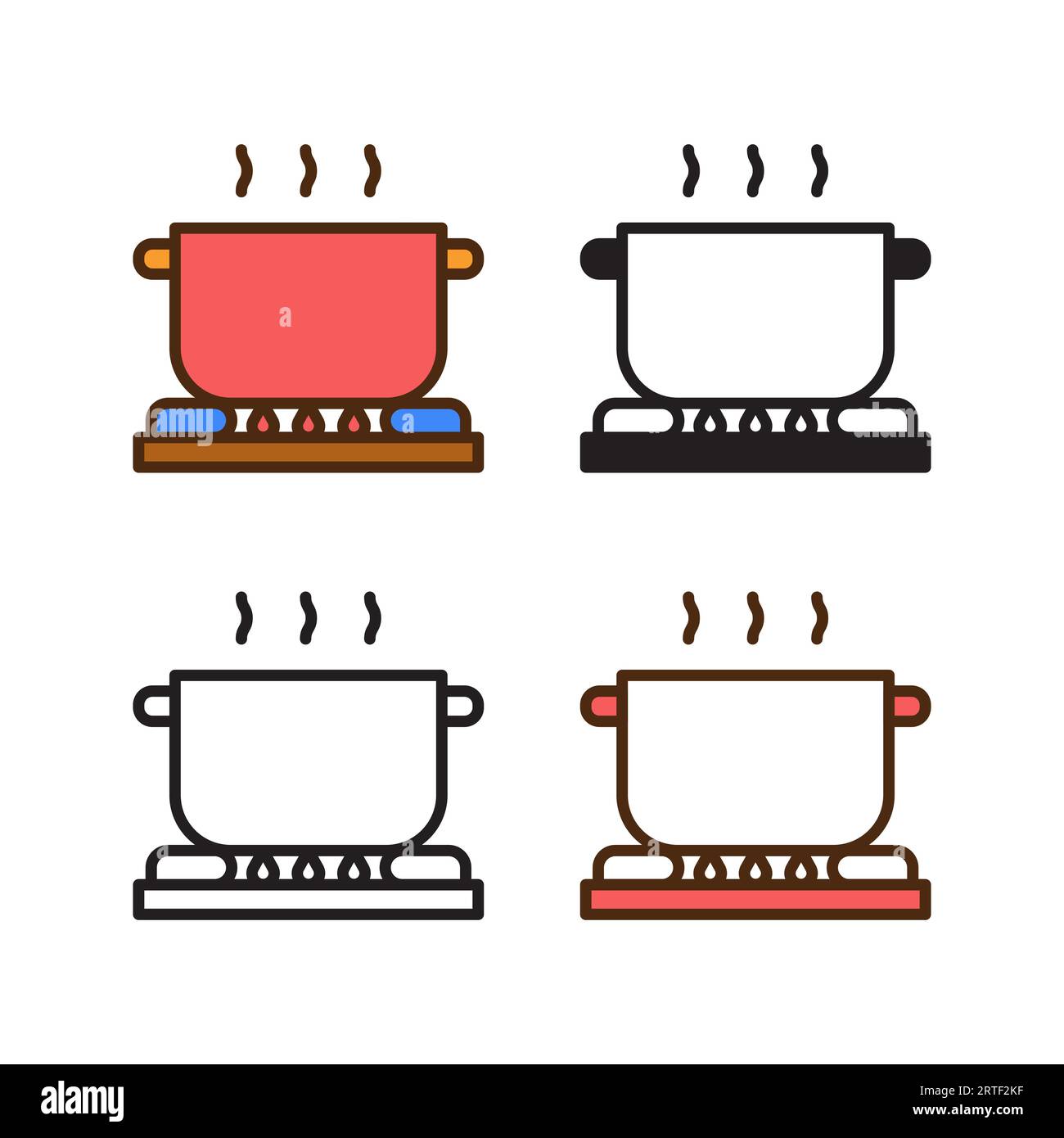 Cooking pot outline flat Stock Vector Images - Alamy