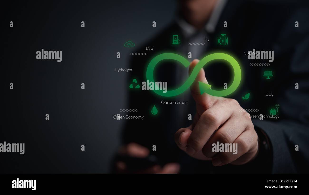 Hand human touching circulating in an endless cycle sustainable ...