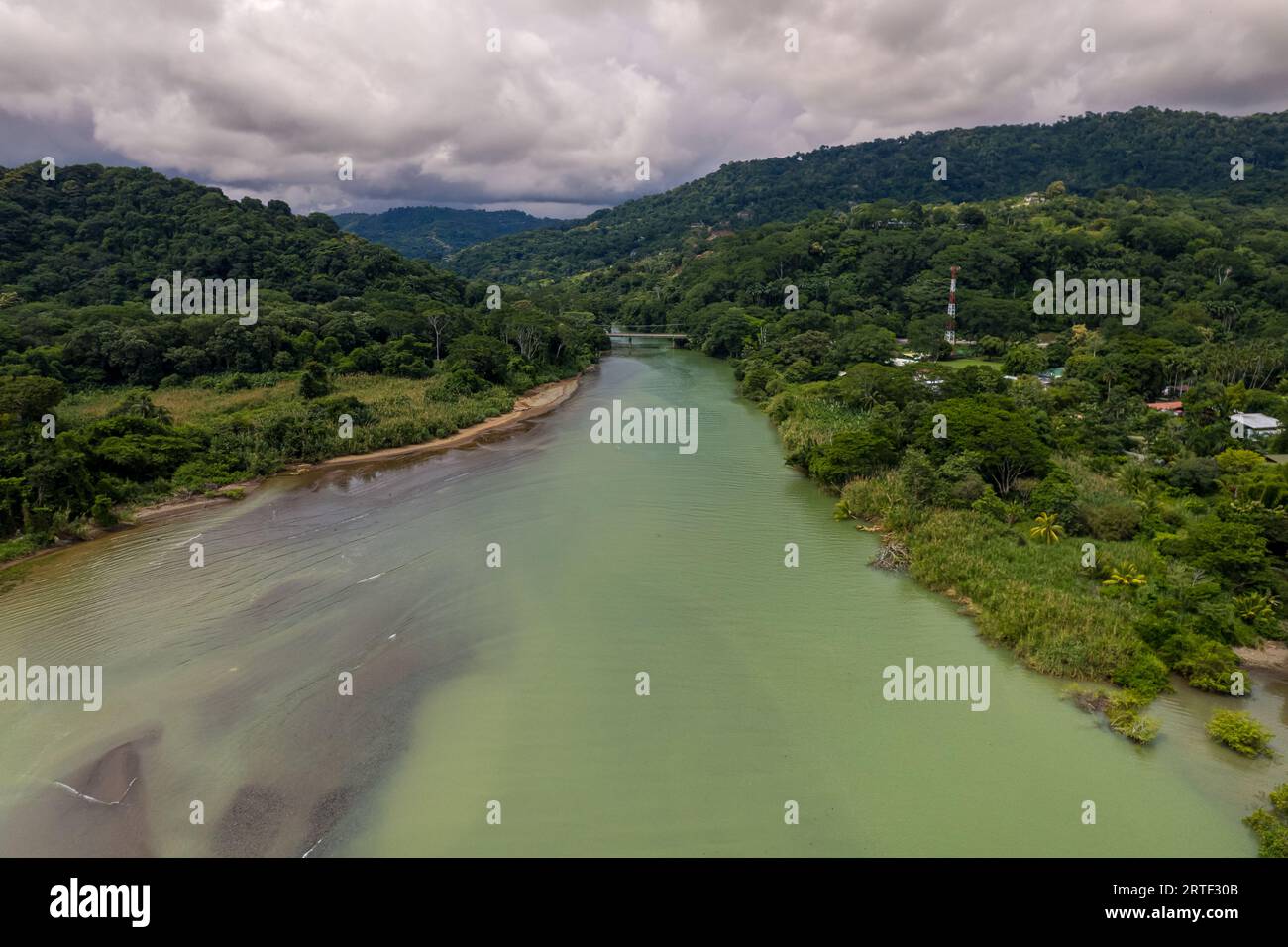 Beautiful aerial view of Dominical Beach and The Baru River in Costa ...
