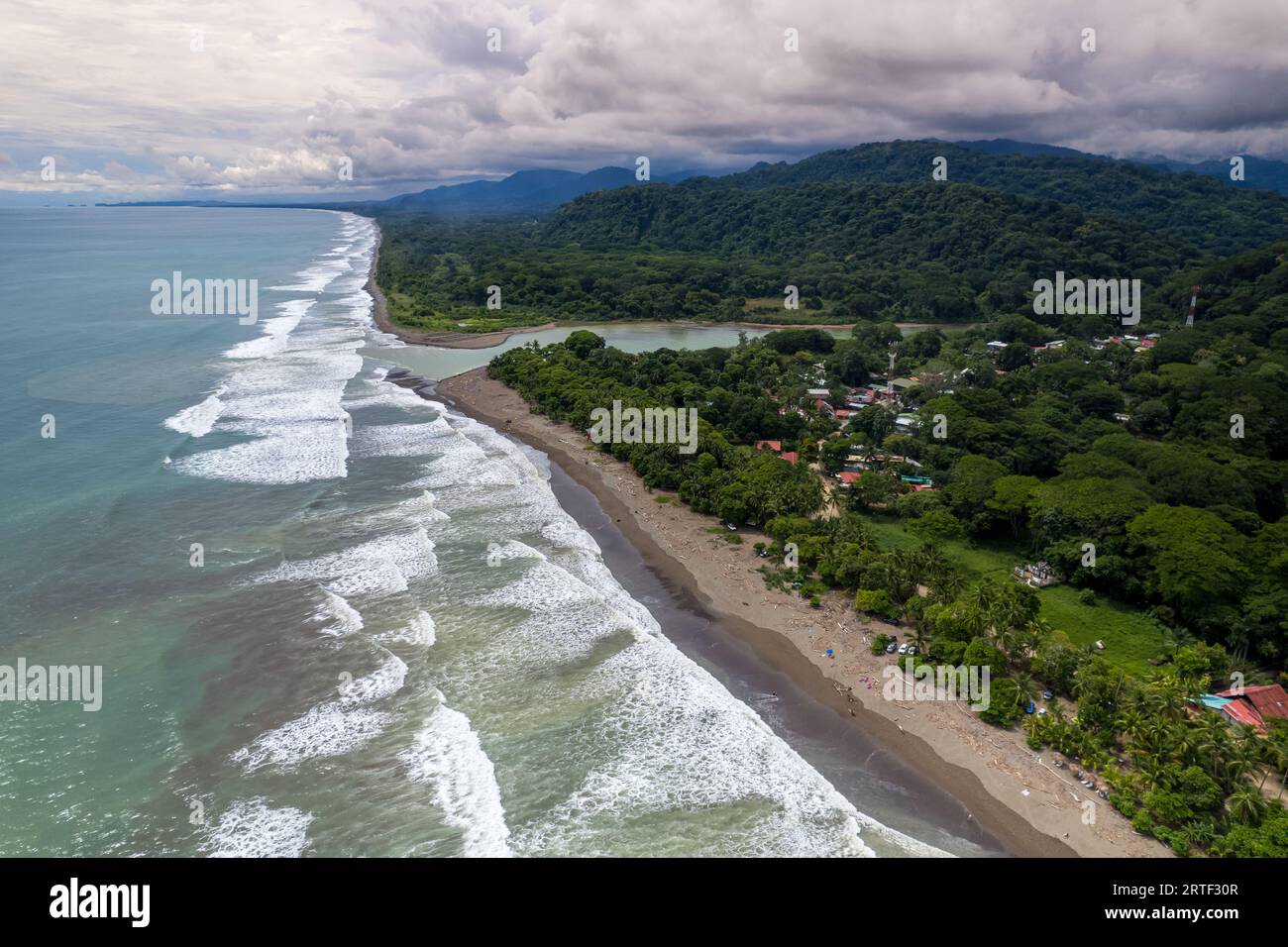 Beautiful aerial view of Dominical Beach and The Baru River in Costa ...