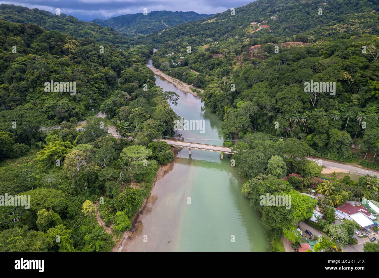 Beautiful aerial view of Dominical Beach and The Baru River in Costa ...