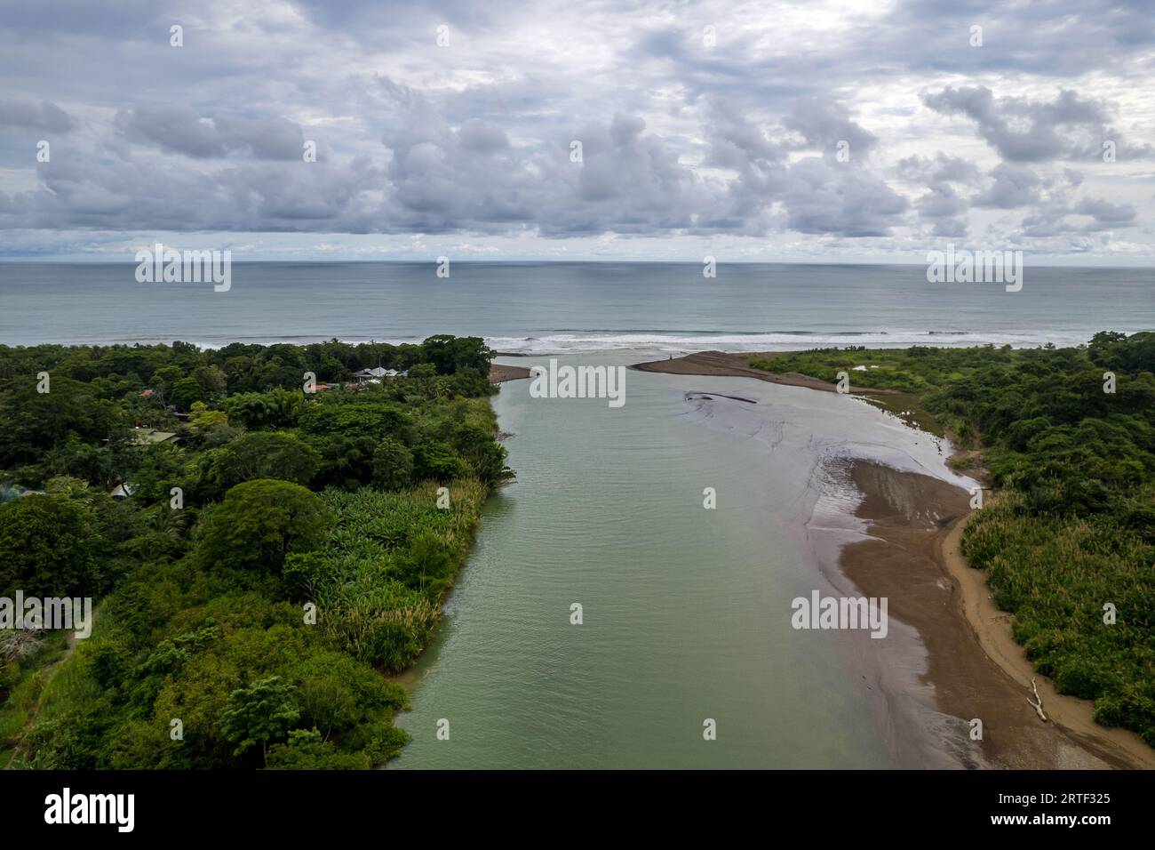 Beautiful aerial view of Dominical Beach and The Baru River in Costa ...
